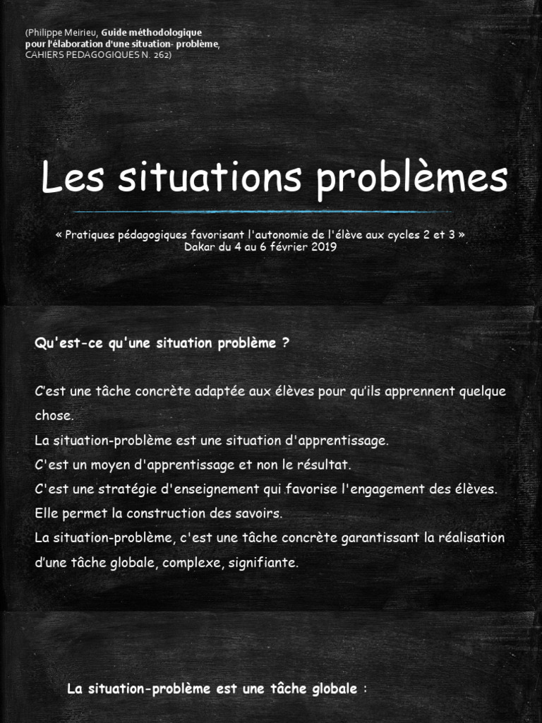 Situations Problèmes en Pédagogie | PDF | Pédagogie | Apprentissage