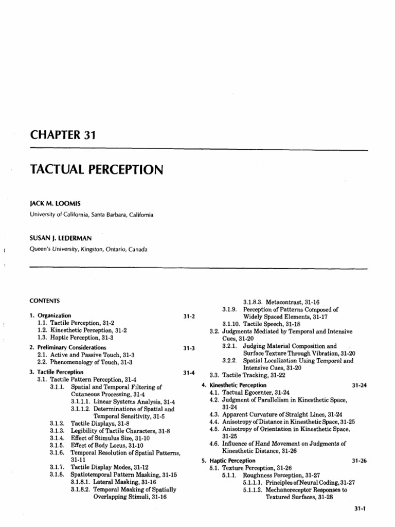 Tactile Perception Insights | PDF | Perception | Somatosensory System