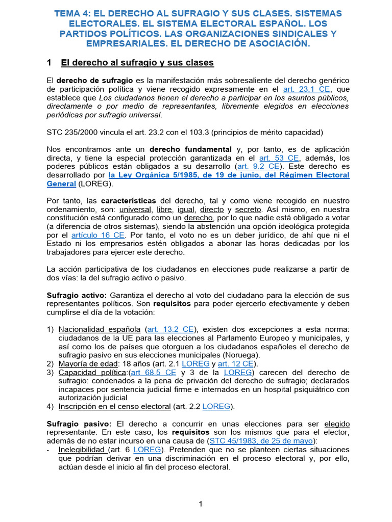 TEMA 04 Comun - Esquema | PDF | Votación | Distrito electoral