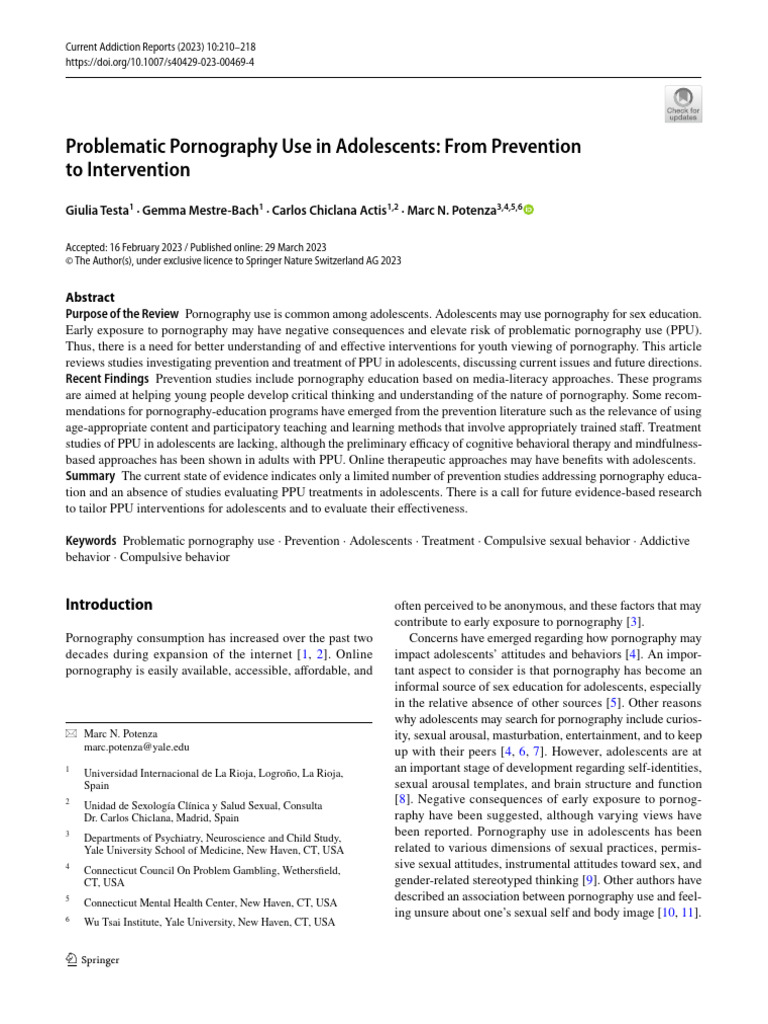 Problematic Pornography Use in Adolescents | PDF