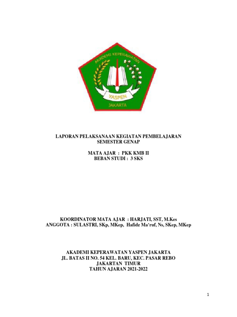 Laporan PKK KMB Ii L - 2021-2022 | PDF