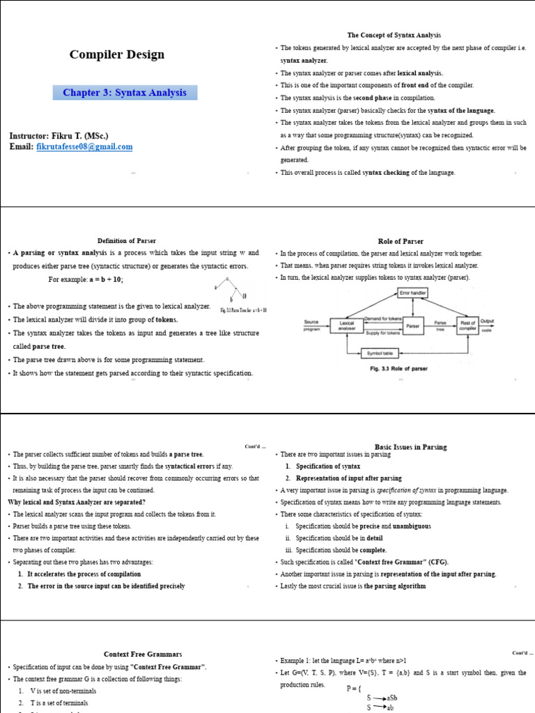 Chapter 3 - Syntax Analysis | PDF | Parsing | Software Engineering