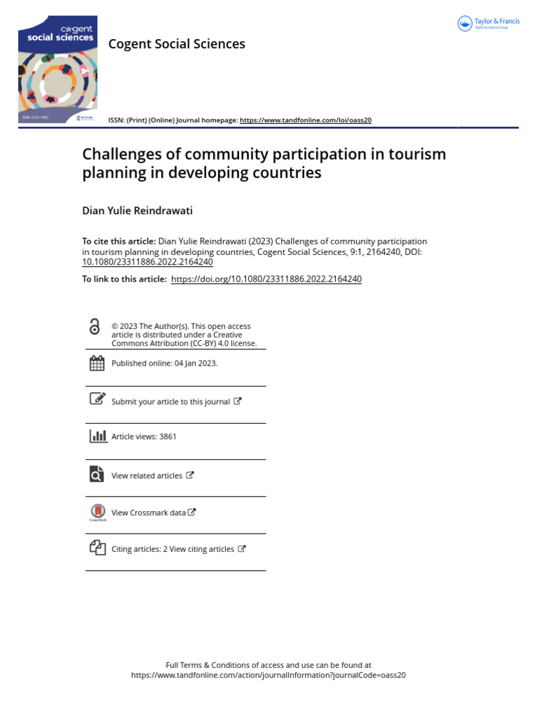 Article BSTM2A DAY Challenges of Community Participation in Tourism Planning in Developing ...