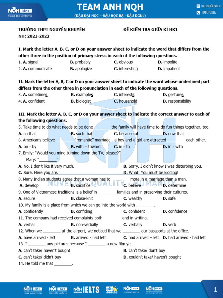 Midterm Exam Paper for High School Students | PDF | Language Arts ...