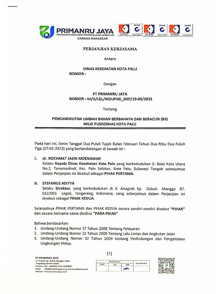 MOU PT. Primanru | PDF