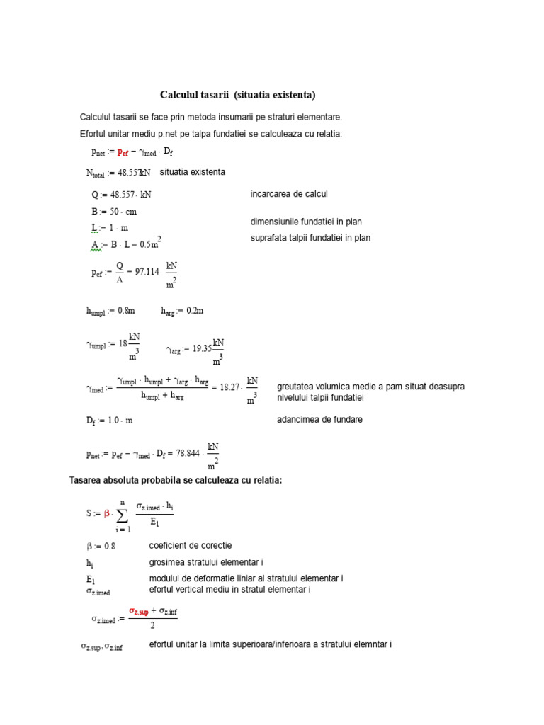 Calculul Tasarii - Sit | PDF