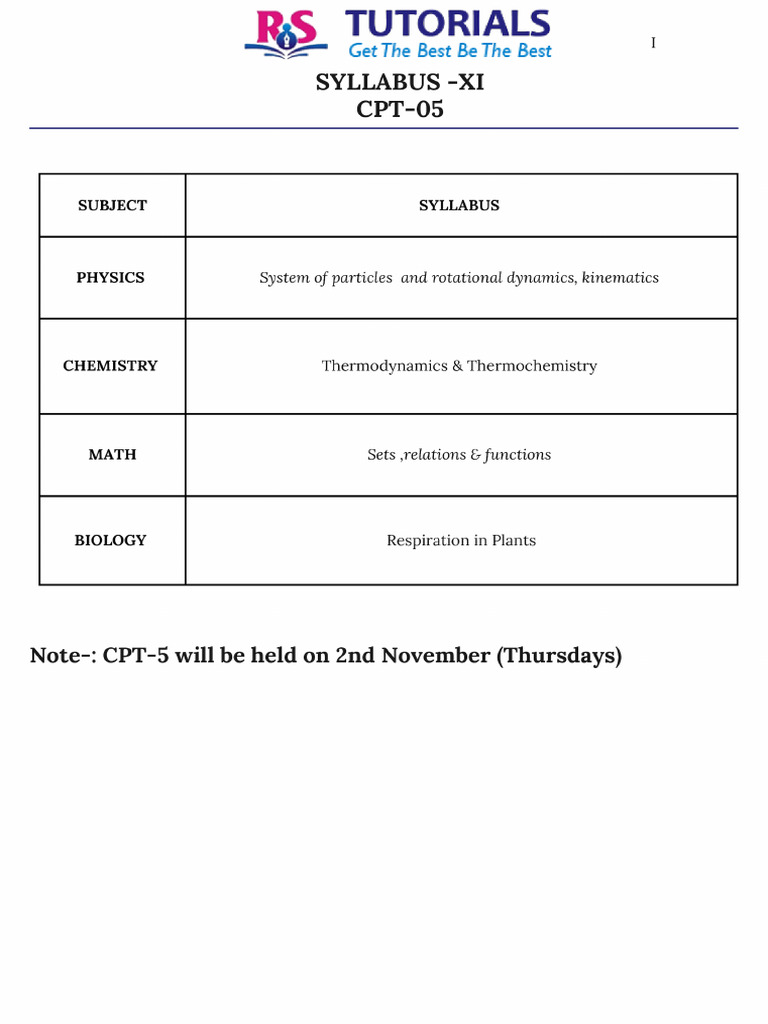 CPT 5 Syllubus | PDF