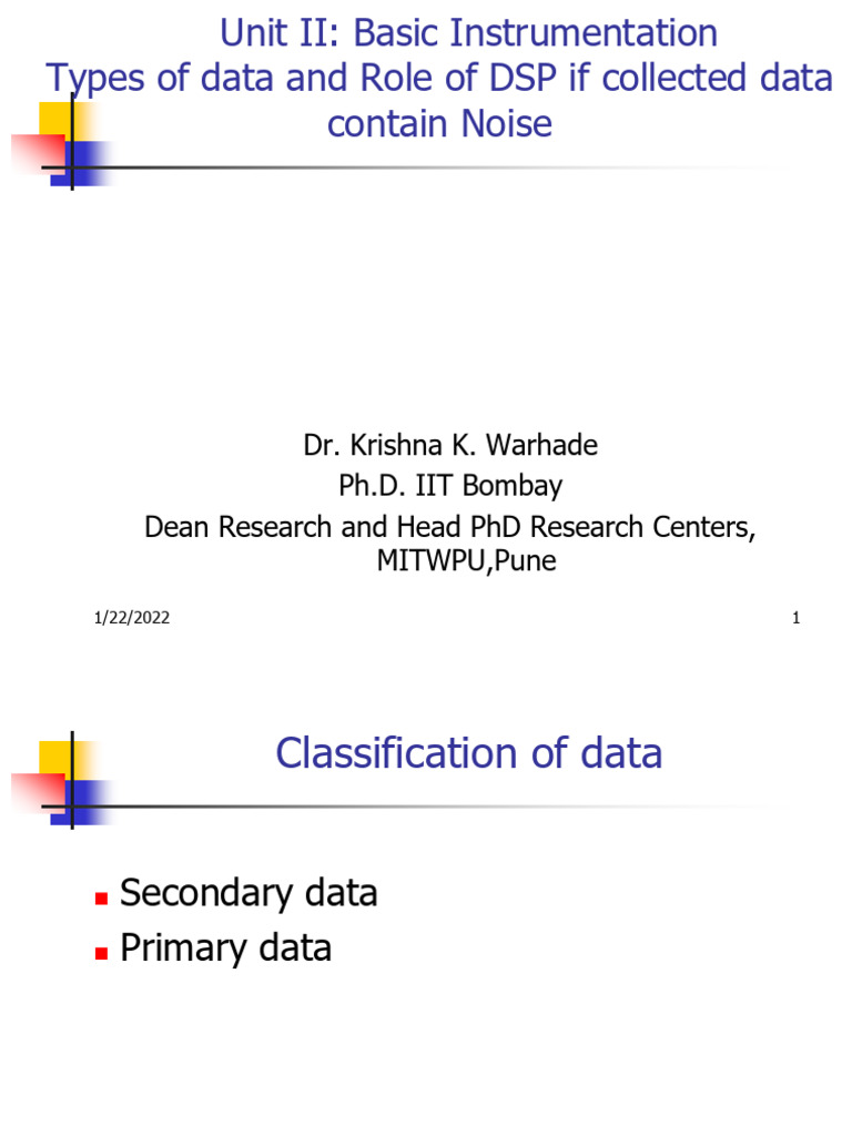 Unit II Types of Data and Role of DSP If Data Contains Noise | PDF | Sampling (Statistics ...