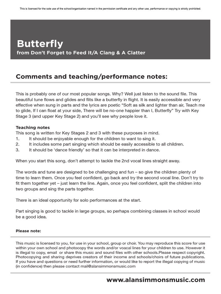 Butterfly Score | PDF | Performing Arts