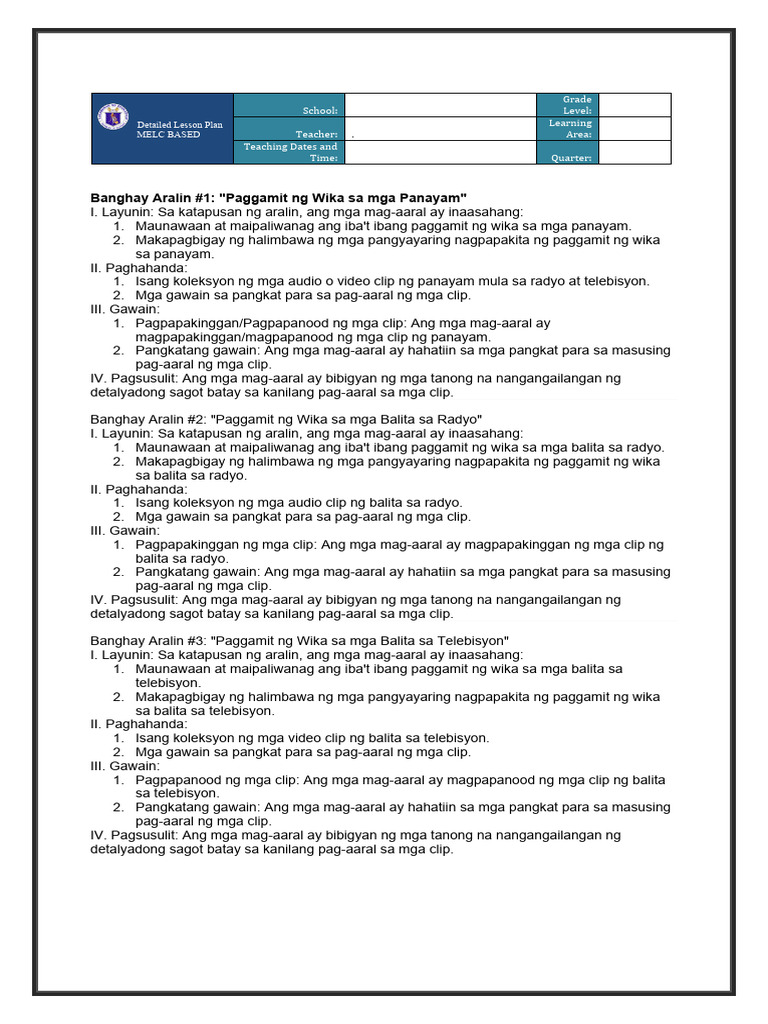 Komunikasyon at Pananaliksik Sa Wika at Kulturang Pilipino q2 DLP | PDF