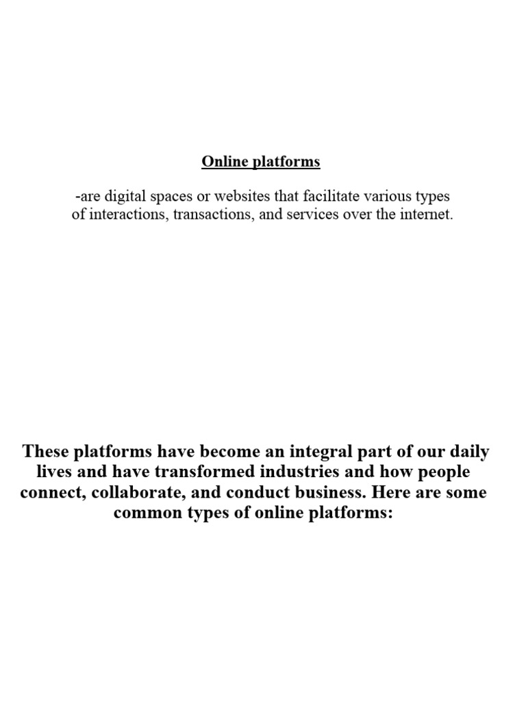 Online Platforms | PDF | Internet | Cloud Computing