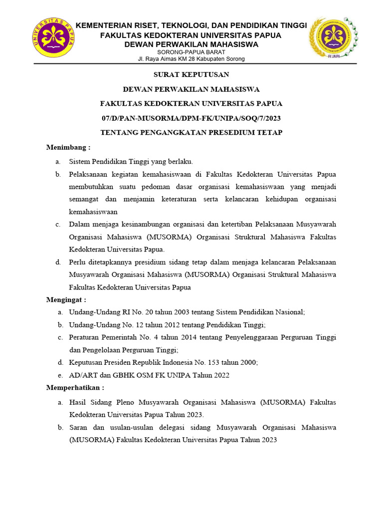 SK Pimpinan Sidang Sementara | PDF | Sains & Matematika