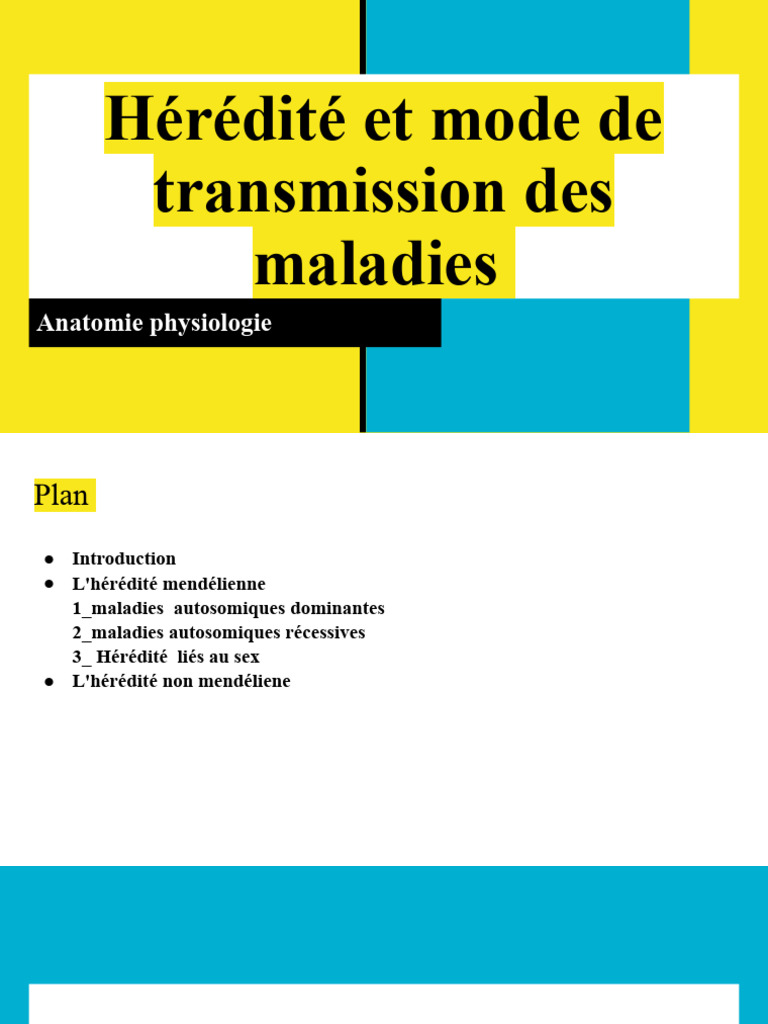 Hérédité Et Mode de Transmission Des Maladies | PDF | Hérédité ...