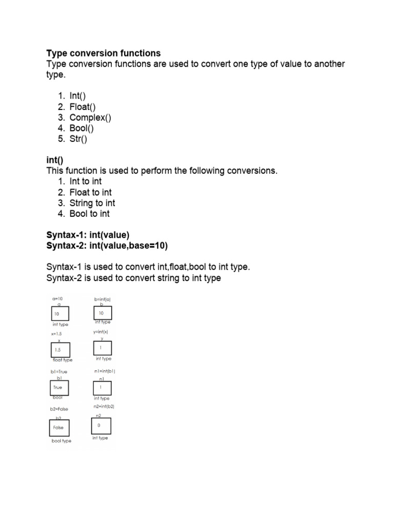 Type Conversion Functions | PDF | Mathematics | Applied Mathematics