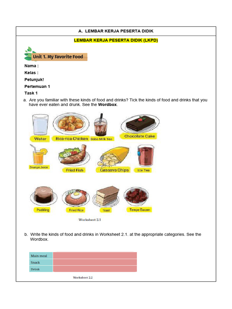 LKPD Chapter 2 | PDF | Food And Drink