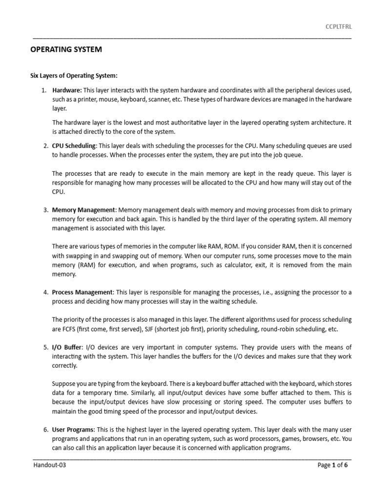 Handout 3-Platform Tech | PDF | Process (Computing) | Scheduling (Computing)