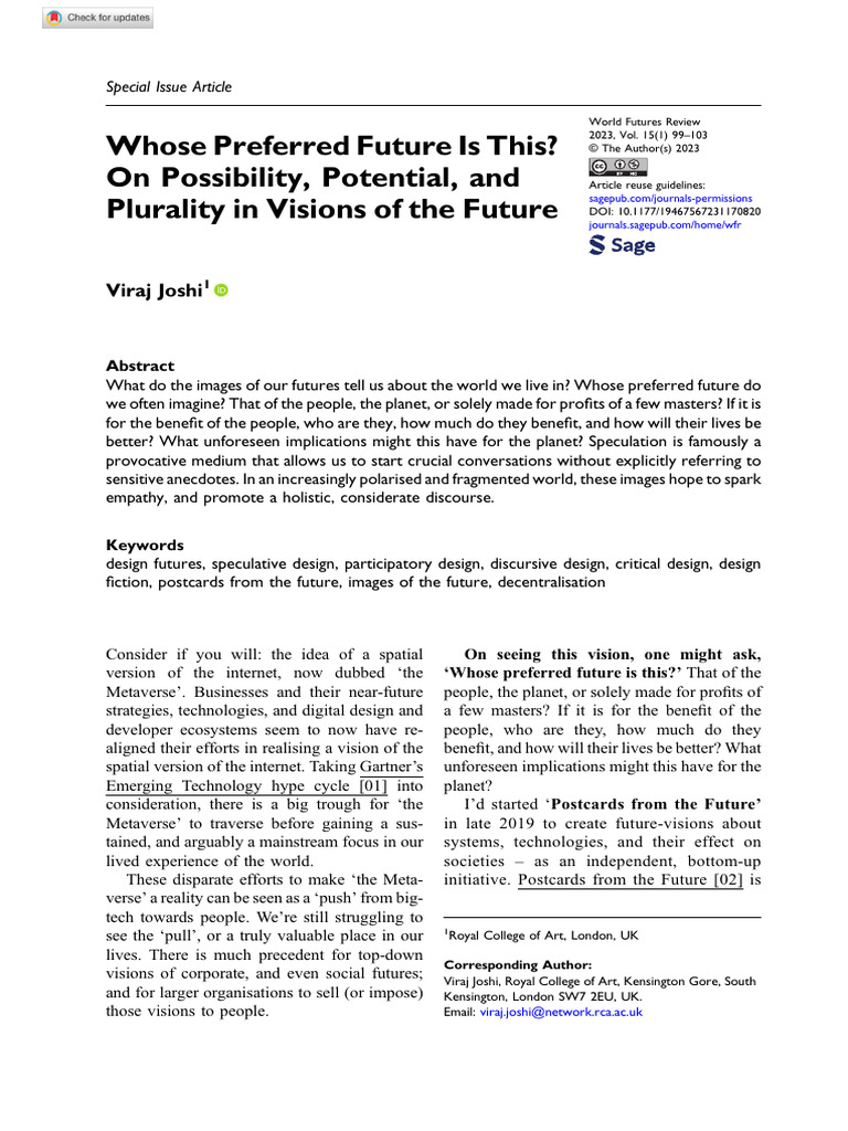 Whose Preferred Future Is This - On Possibility, Potential, and ...