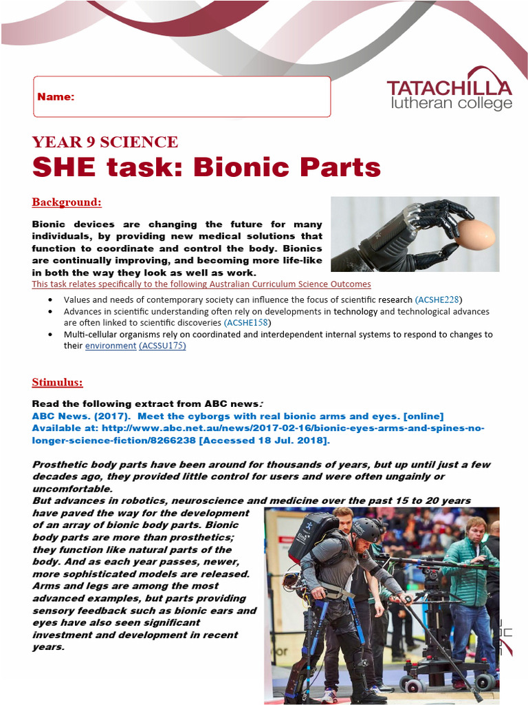 Bionics SHE 4 | PDF | Prosthesis | Science
