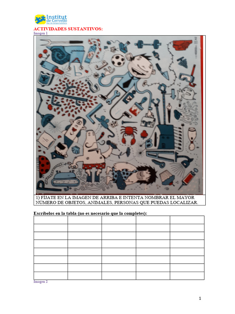 Actividades Sustantivos (Imágenes) | PDF