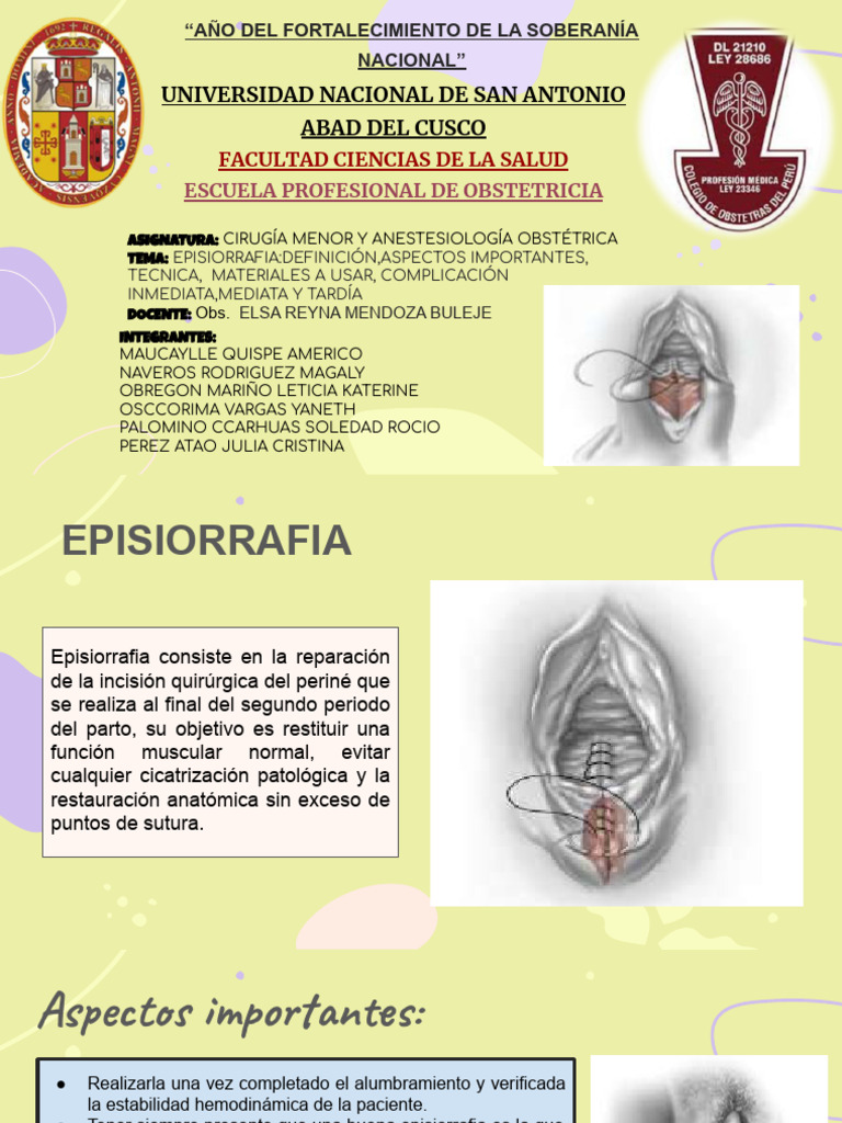 Episiorrafia Grupo 3 | PDF | Parto | Anestesia