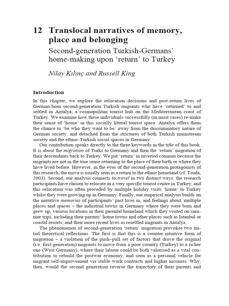 Translocal Narratives of Memory, Place and Belonging: Second-Generation ...