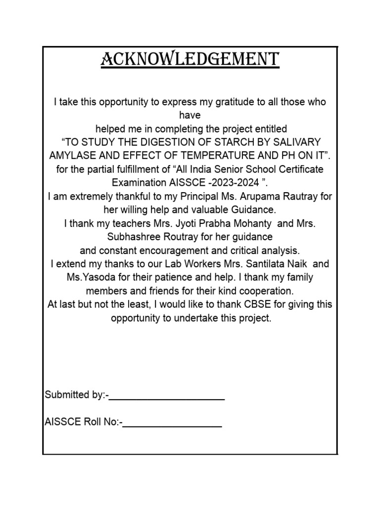 Acknowledgement Page For Boards Project | PDF