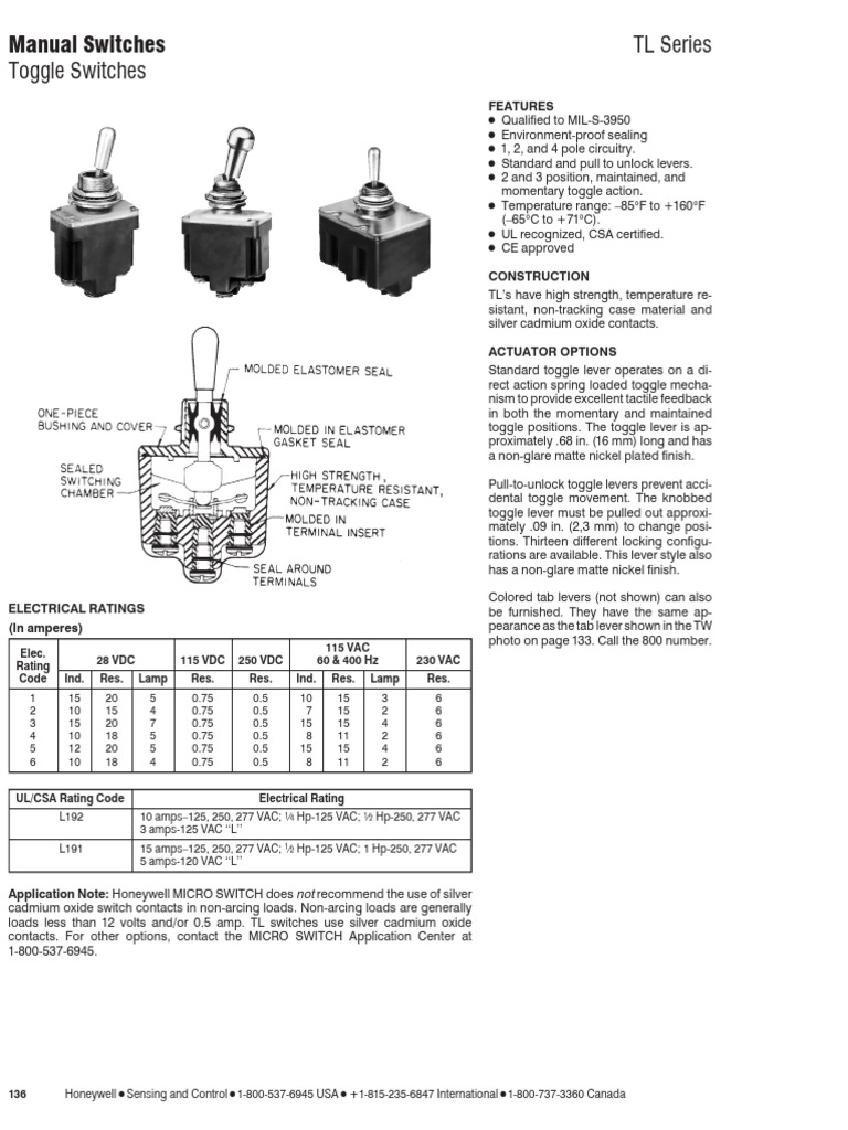 Eaton TL-Series Manual Toggle Switch Datasheet | PDF | Switch ...