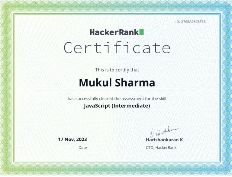 Javascript Intermediate Certificate | PDF
