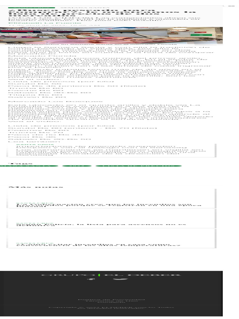 ¿Busca Pescado para Comprar, Le Mostramos La Lista de Precios de Dos Mercados El Deber | PDF