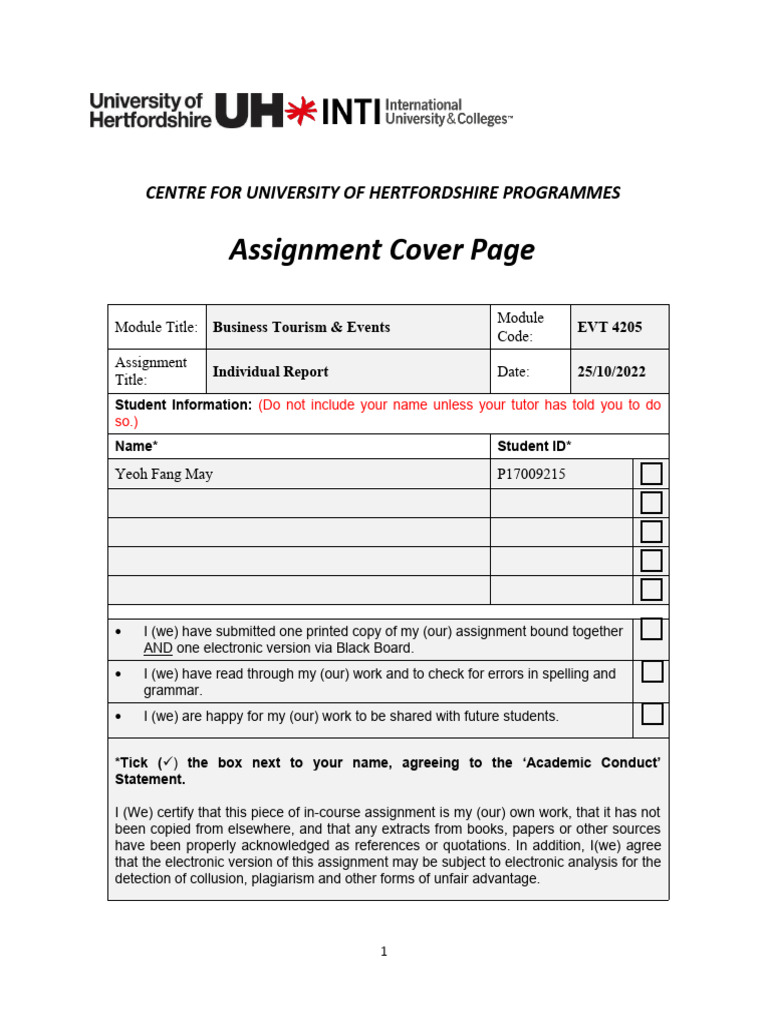 Business Tourism & Event Individual Assignment Final Version | PDF | Installation Art | Marketing