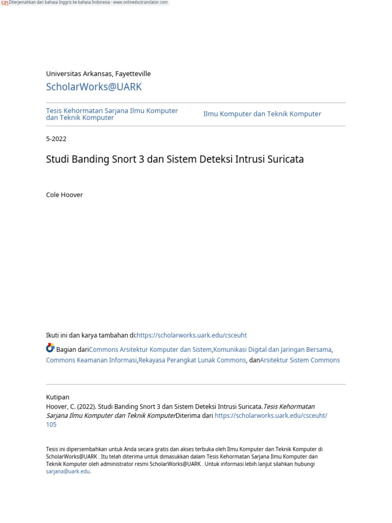 Comparative Study of Snort 3 and Suricata Intrusion Detection Sys - En.id | PDF | Komputer