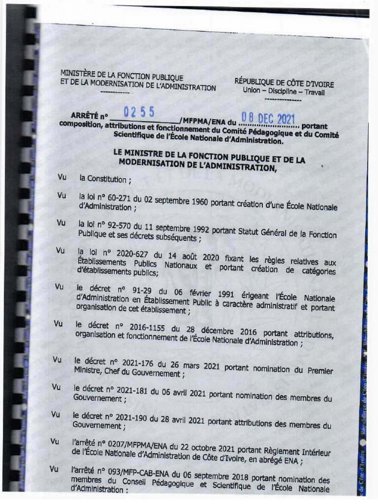 Arrêté CPS ENA 2021 | PDF