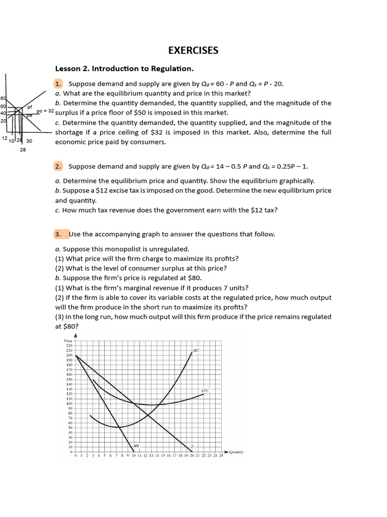 Exercises Lesson 2 | Download Free PDF | Profit (Economics) | Economic Equilibrium