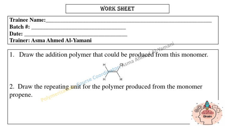 Addition Polymerization-Worksheet | PDF