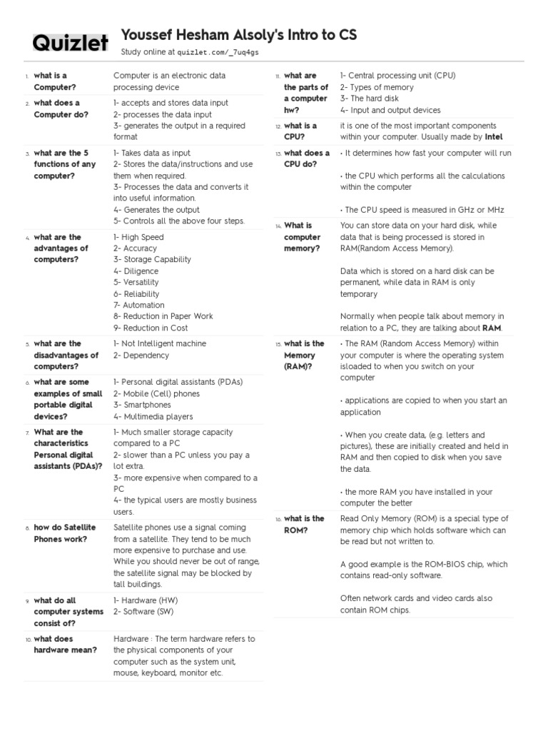 Intro To CS | PDF | Computer Data Storage | Random Access Memory