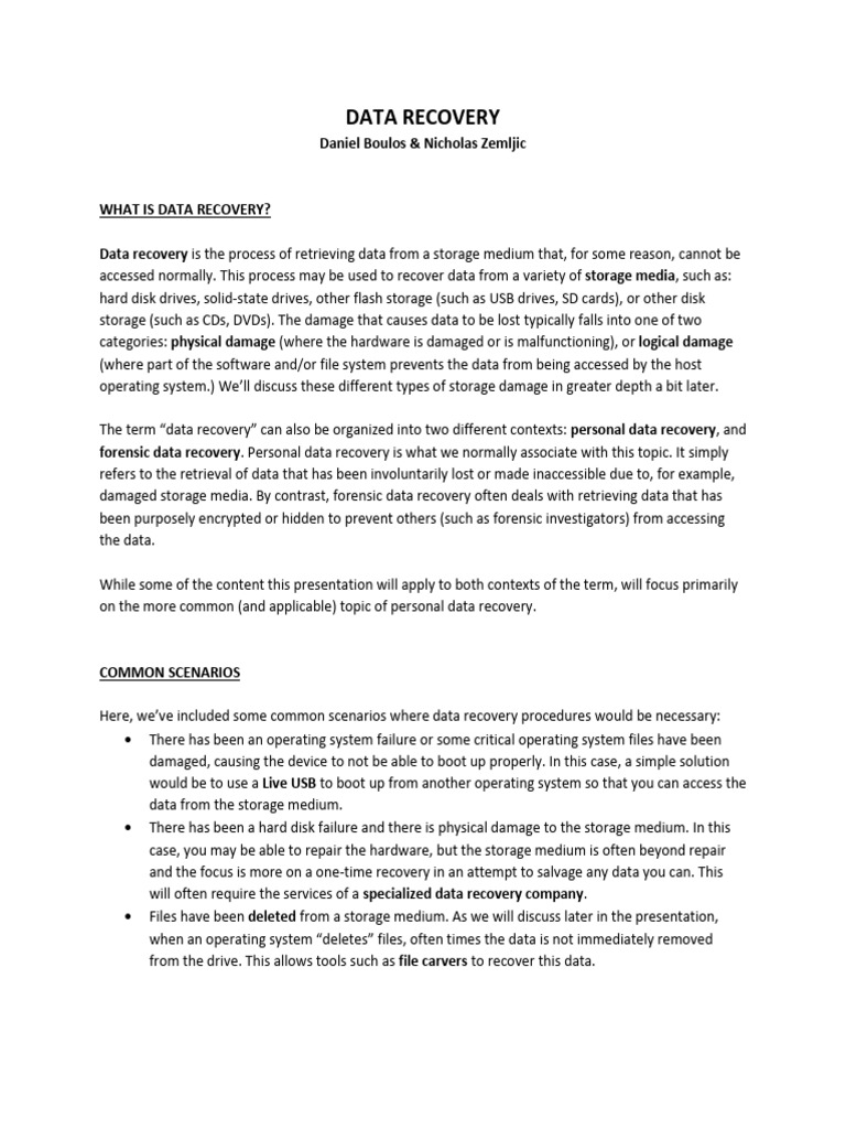 Data Recovery | PDF | File System | Computer Data Storage