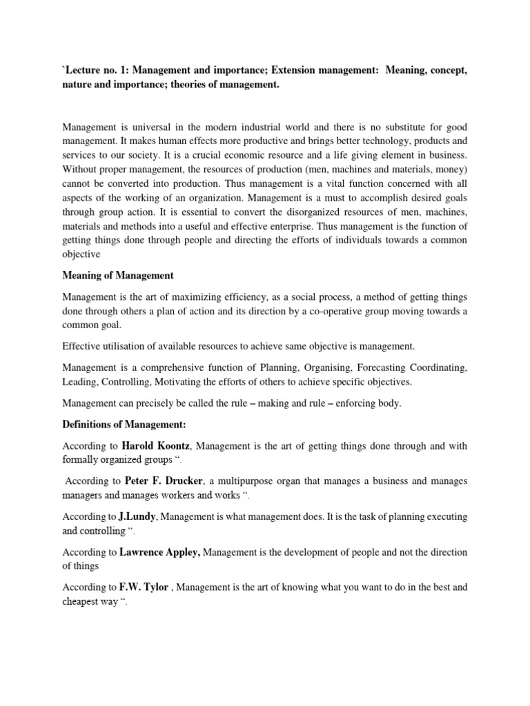 Complete Notes MANAGEMENT EXTENSION ORGANIZATION | PDF | Public ...