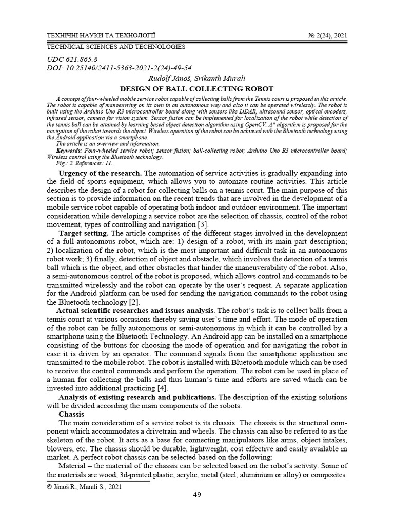 Design of Ball Collecting Robot | PDF | Robot | Robotics