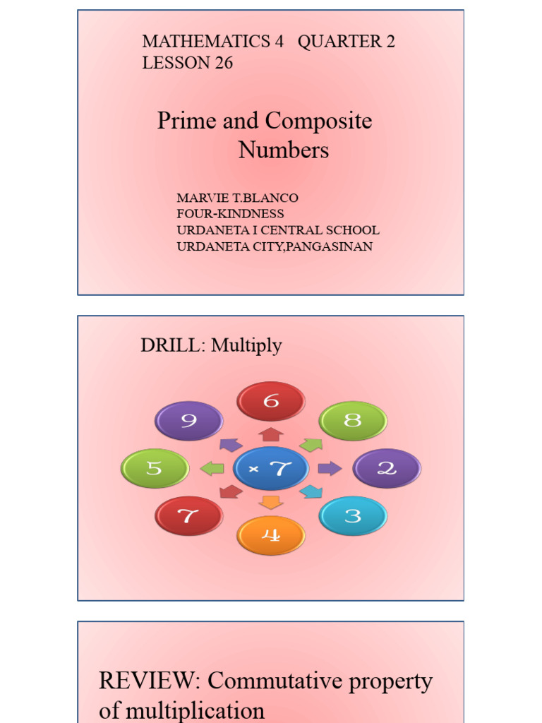 MATH Q2 Lessson 26 Prime and Composite Numbers Marvietblanco | PDF | Prime Number | Factorization