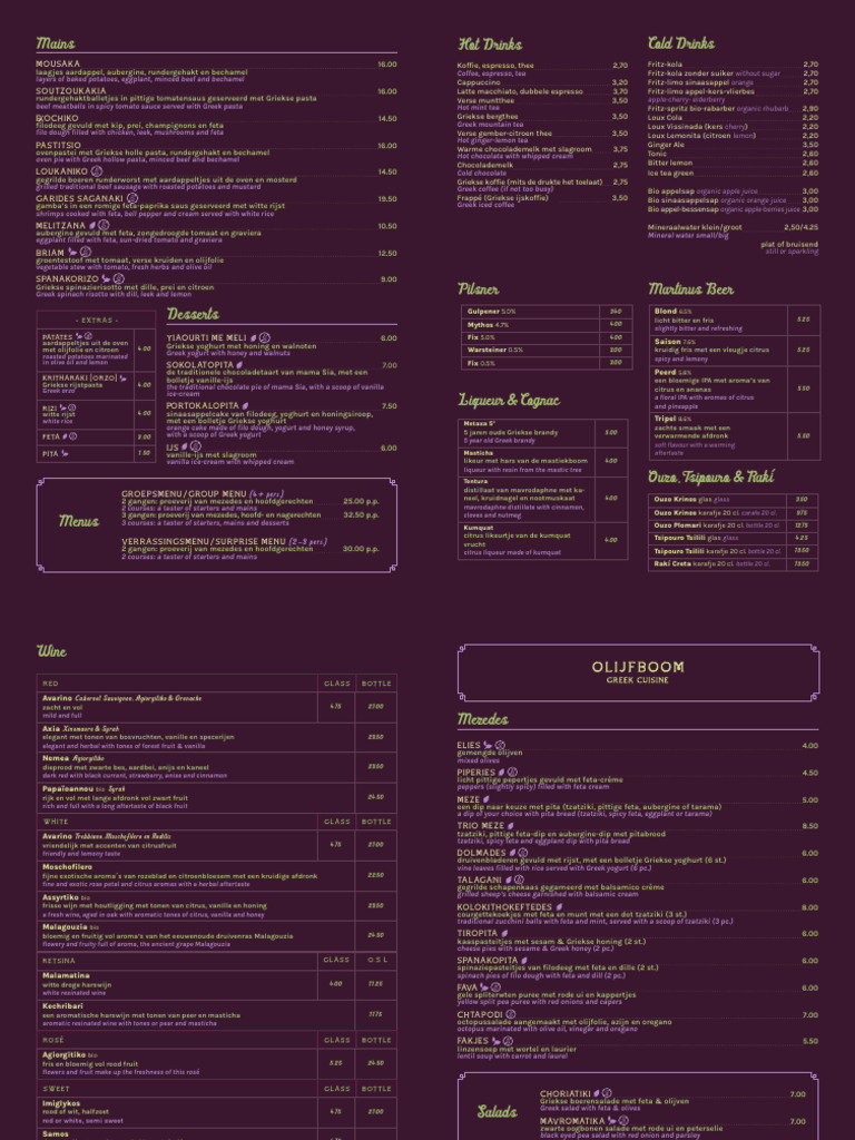2306 Olijfboom Cuisine Menukaart R4 | PDF