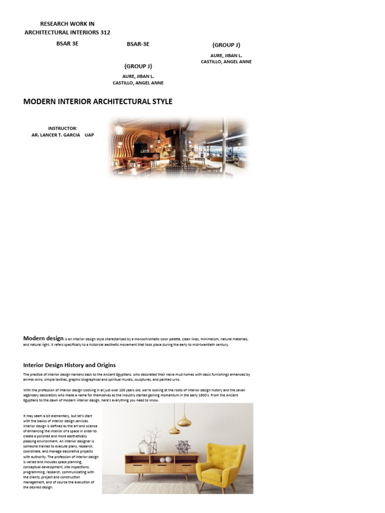 Interiors Research Modern Style | PDF | Interior Design | Minimalism