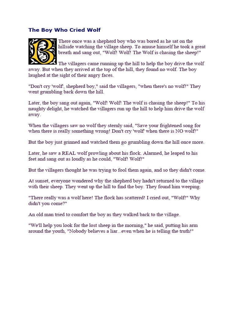 The Boy Who Cried Wolf | PDF