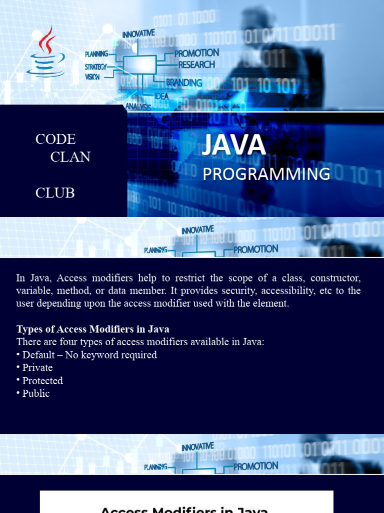 Access Modifiers Pdf Method Computer Programming Class Computer Programming