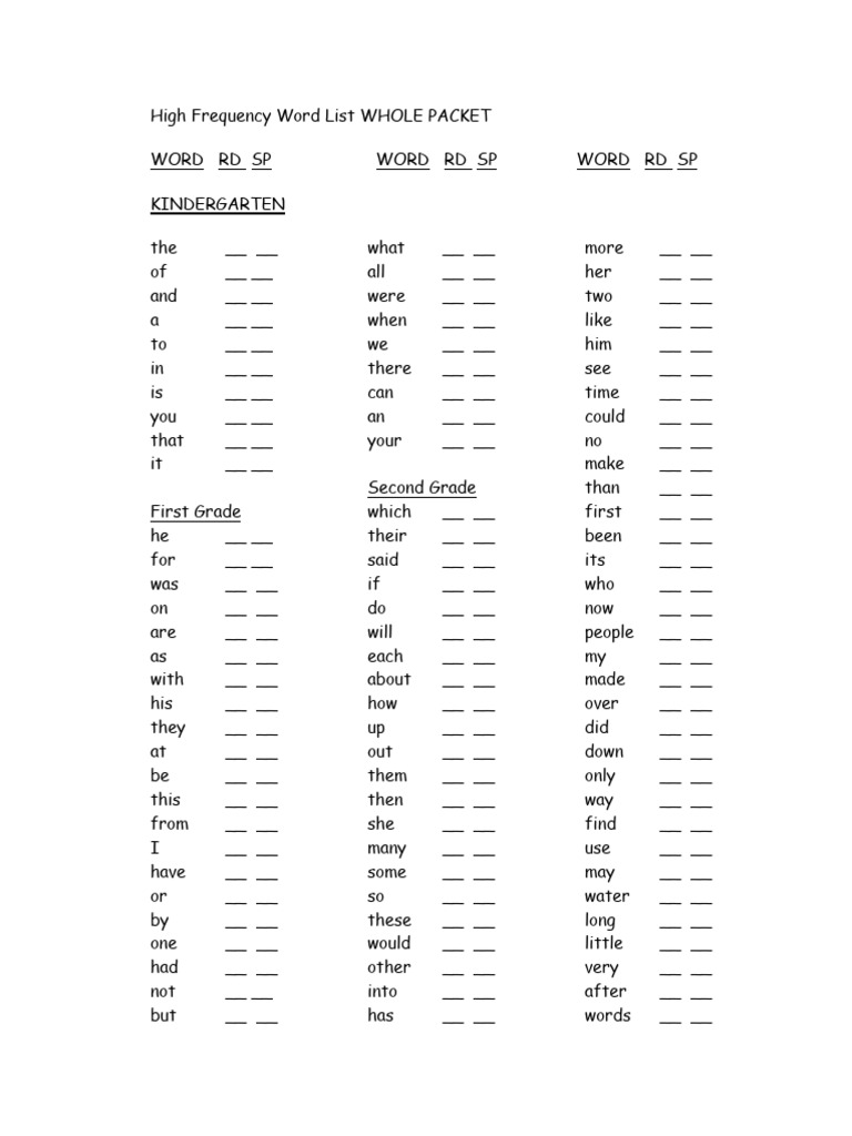 High Frequency Vocab | PDF