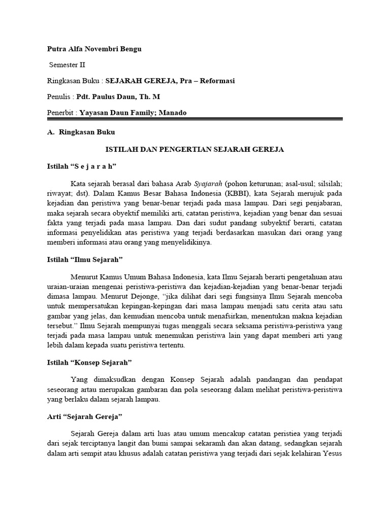Ringkasan Buku Sejarah Gereja Mula-Mula-Pertengahan | PDF Ringkasan Buku Sejarah Gereja Mula-Mula-Pertengahan | PDF
