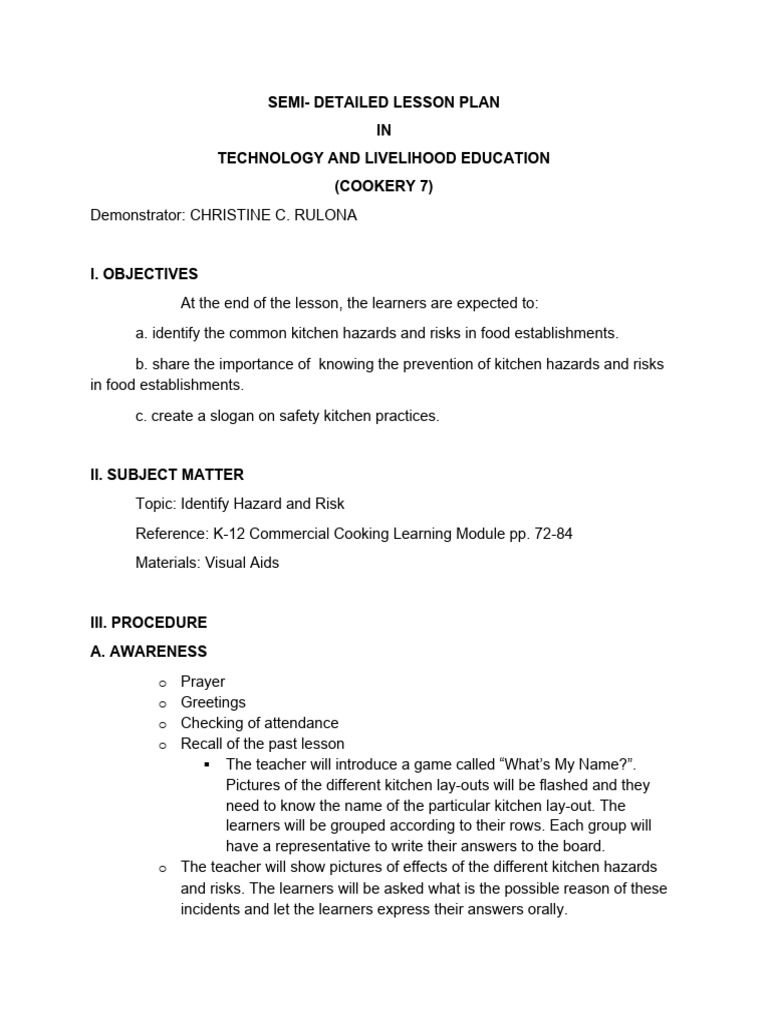 Kitchen Hazard Awareness and Safety | PDF | Risk | Learning