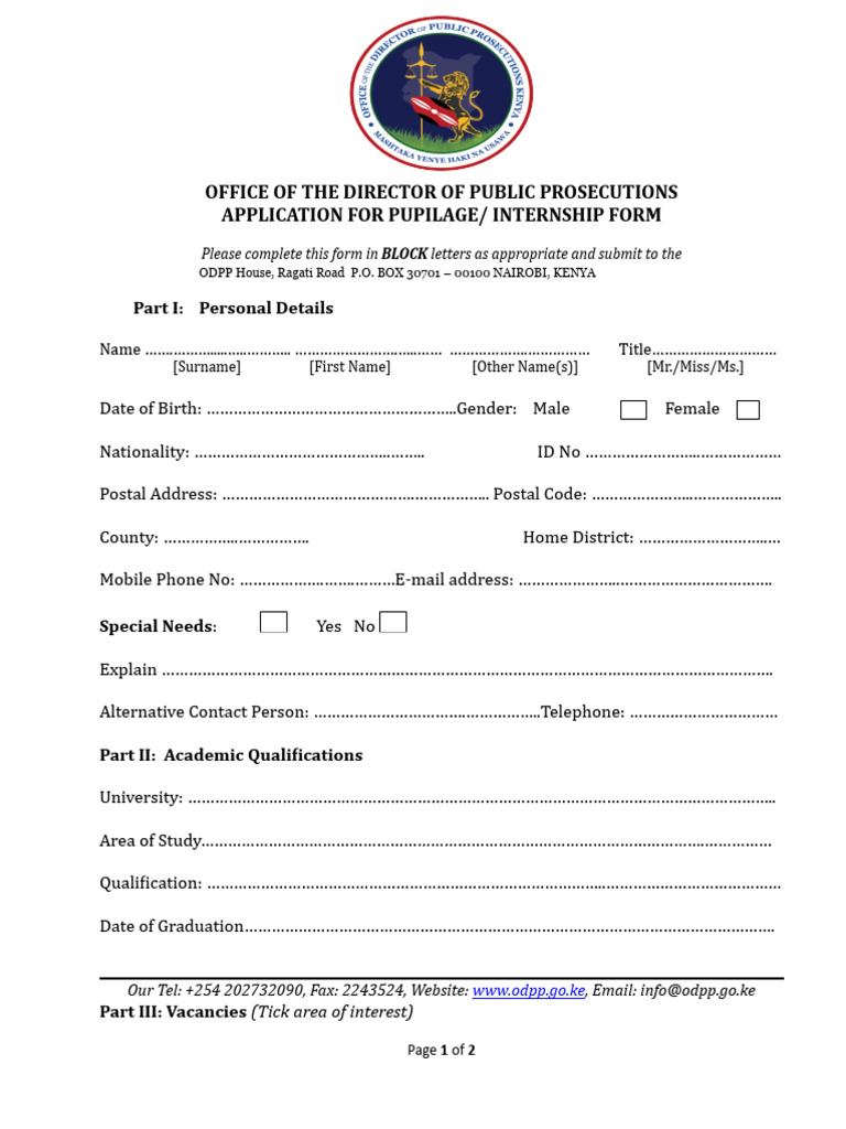 Odpp Internship Application Form | PDF | Information And Communications Technology | Computing