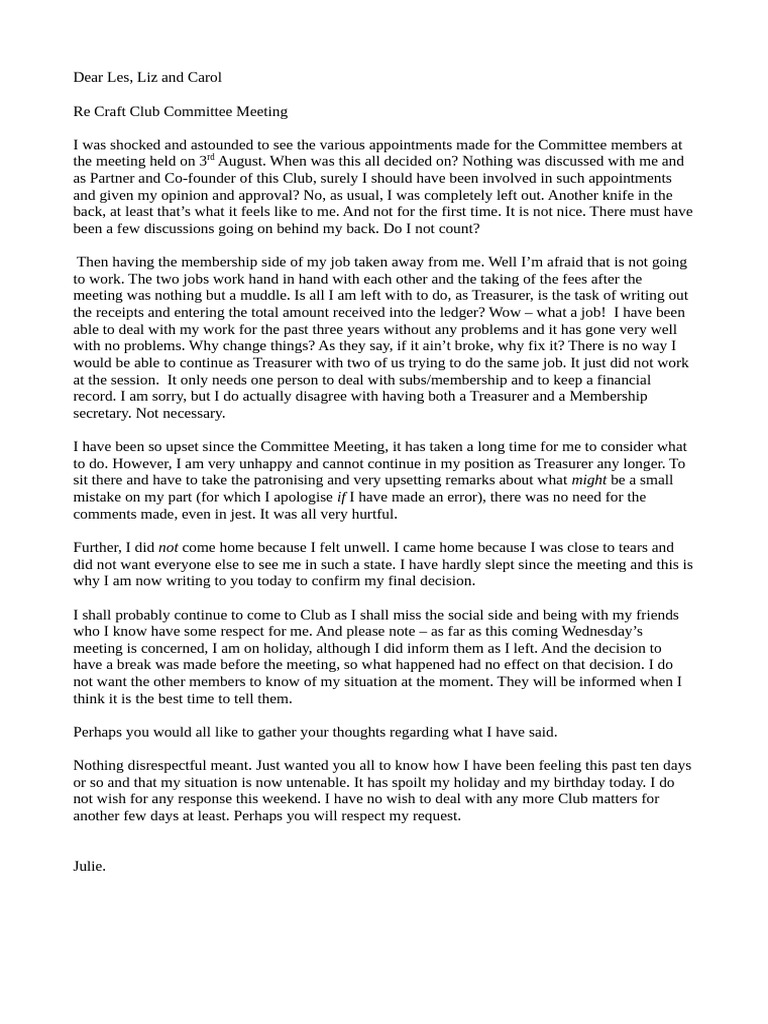 Craft Club Letter | PDF