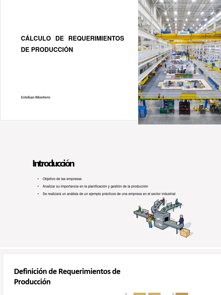 Cálculo de Requerimientos de Producción: Esteban Montero | PDF | Producción y fabricación | Business
