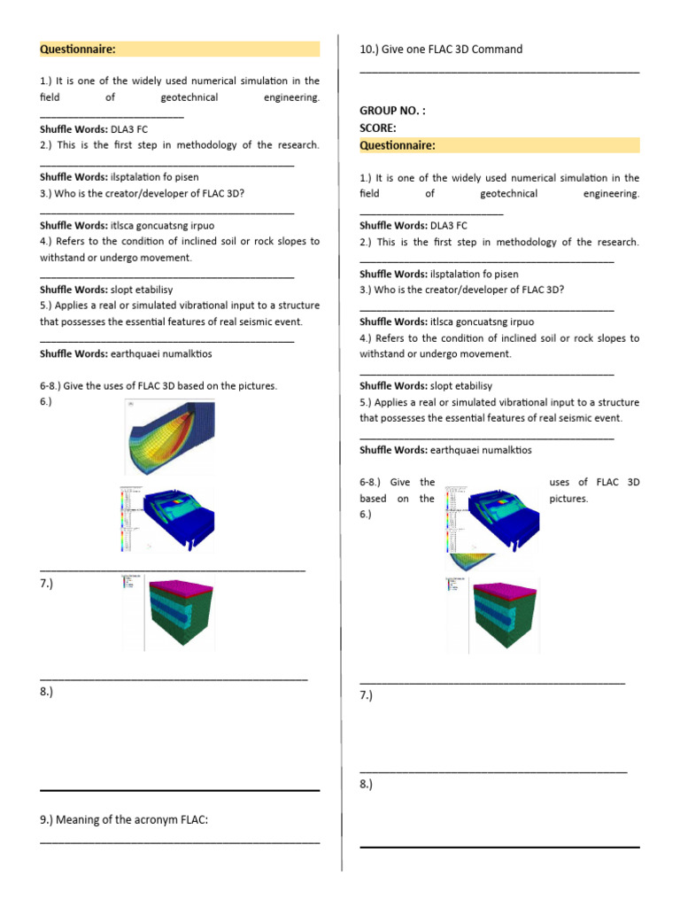Questionnaire For Geotechnical Engineering | PDF | Earth Sciences ... Questionnaire For Geotechnical Engineering | PDF | Earth Sciences ...